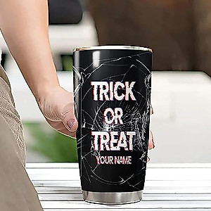GBEELANA Personalized Name Halloween Tumbler Cup with Lid, Halloween Home Decor Kitchen Double Wall Vacuum Insulated, Stainless Steel Coffee Tumbler Cup