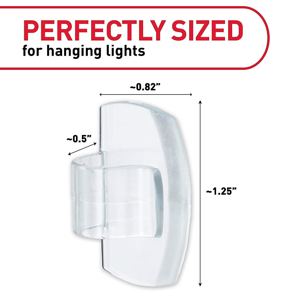 Command Outdoor Light Clips, Damage Free Hanging Outdoor Light Clips with Adhesive Strips, No Tools Wall Clips for Hanging Outdoor Lights and Cables, 20 Clear Clips and 24 Command Strips