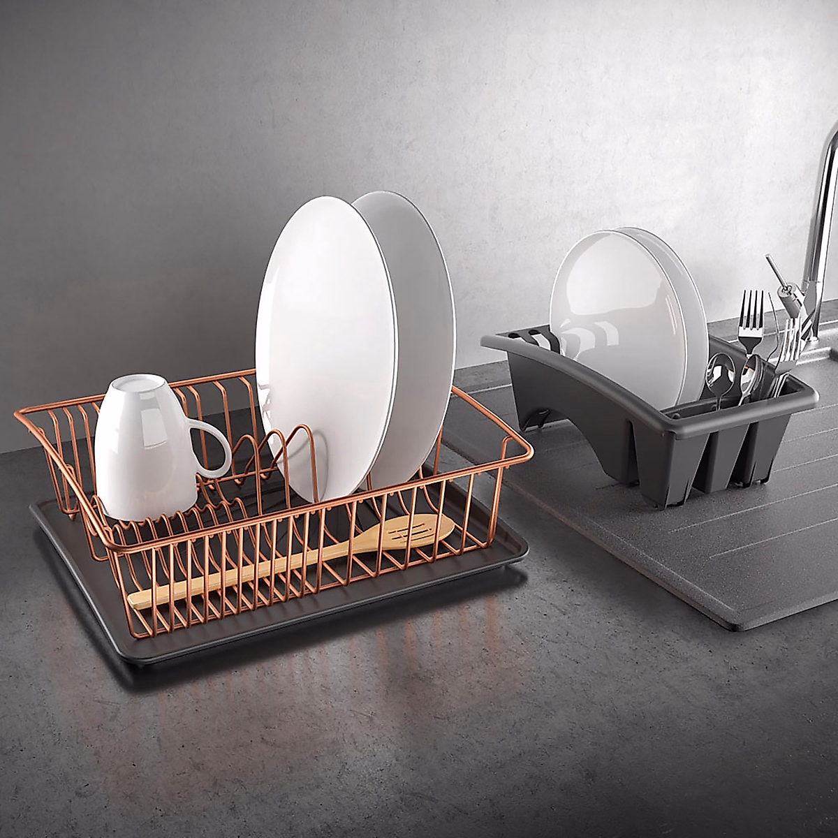 Metaltex Aquatex Copper Dish Drainer with Tray, Metal, Copper, 35x30x12 cm