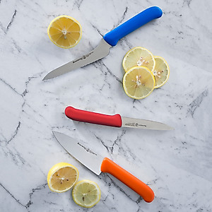 Messermeister Petite Messer 4” Spear Point Parer with Matching Sheath, Red - German 1.4116 Stainless Steel & Ergonomic Handle - Lightweight, Rust Resistant & Easy to Maintain