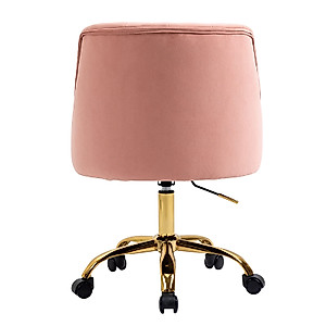 Modern Home Office Chair, Free Lift Chair, Velvet Swivel Armchair, Velvet Office Chair with Soft Seat (Pink)