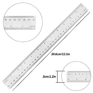 Set of 4, Clear Measuring Tools, DaKuan Plastic Straight Ruler (12 Inches and 6 Inches) and Protractor 180 Degree (4 Inch and 6 Inch)