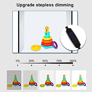 Photo Studio Box, PULUZ Mini Folding Lightbox LED Ring Light Portable Photo Studio Photography Shooting Tent Box Kit 12 Colors Backdrops USB Light Box for Phones DSLR Camera (9.8 x 9.8 inch)