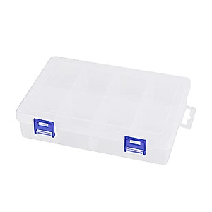 SEWACC Transparent Plastic Storage Box 8 Grids Portable Organizer Box with Adjustable Dividers Clear Crafts and Jewelry Storage Box for Beads Earring