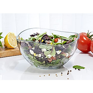Red Co. Medium 2 Quart Clear Glass Wavy Serving & Mixing Bowl for Salad, Pasta, Desserts, Snacks