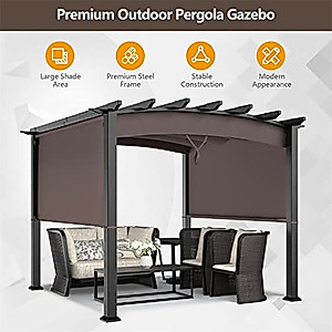 ZZBJ Patiojoy 10 X 10ft Patio Pergola Gazebo Sun Shade Shelter W/Retractable Canopy