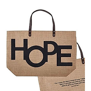 Huge HOPE Religious Quote Jute Beach Tote Bag Shopping Gym Market Weekend Travel