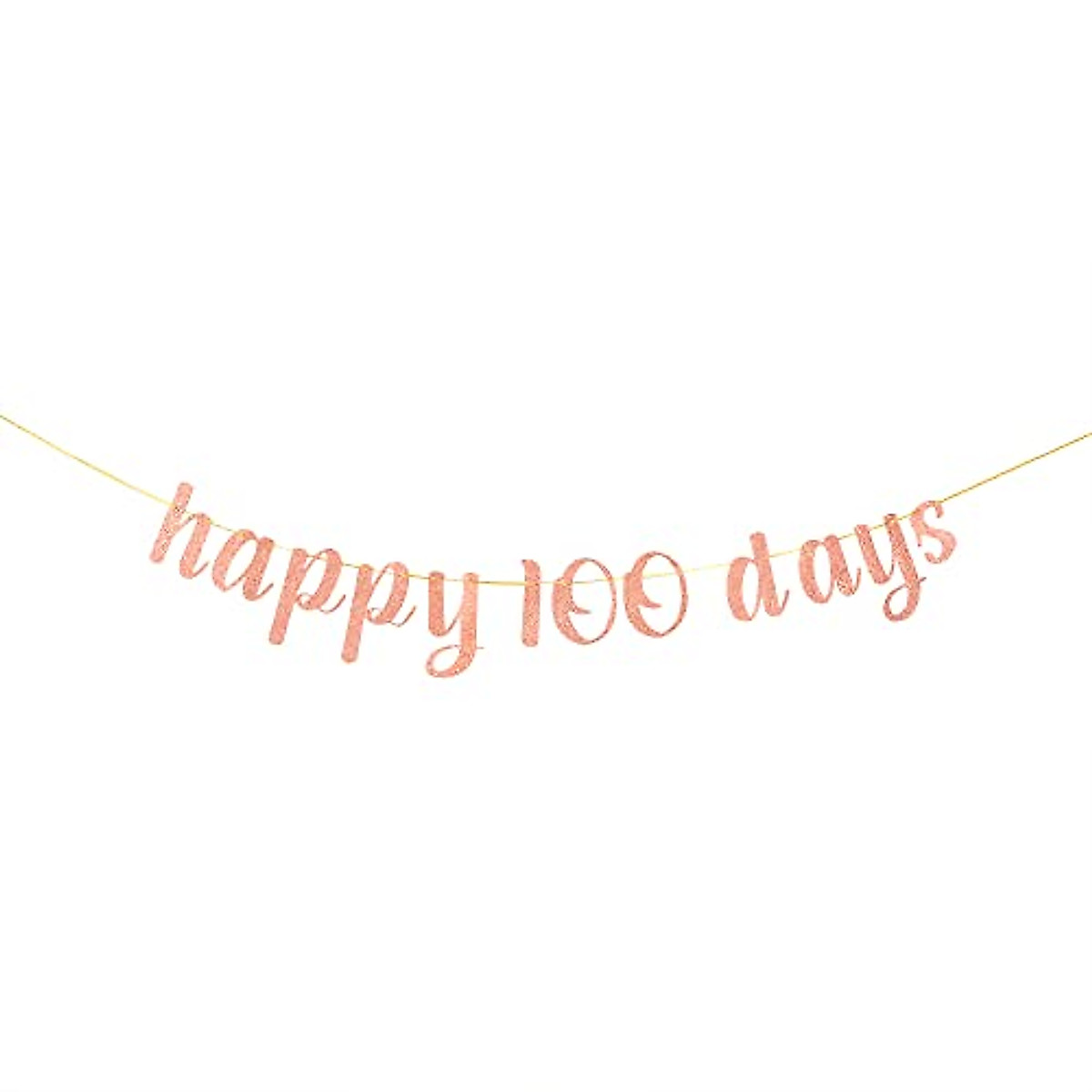 Rose Gold Happy 100 Days Banner, Kid's 100 Days Celebration,100th Day of School - Happy 100 Days Decorations - 100 Days Theme Party Decoration