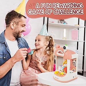 Dulsaera Claw Machine Kids, Mini Candy Machine Vending Arcade Game Toys Girls 3 4 5 6 7 Year Old, Grabber Prize Dispenser Toy w/ 35 Plush Toys Perfect Christmas & Birthday Gifts Ages 8-12 Pink