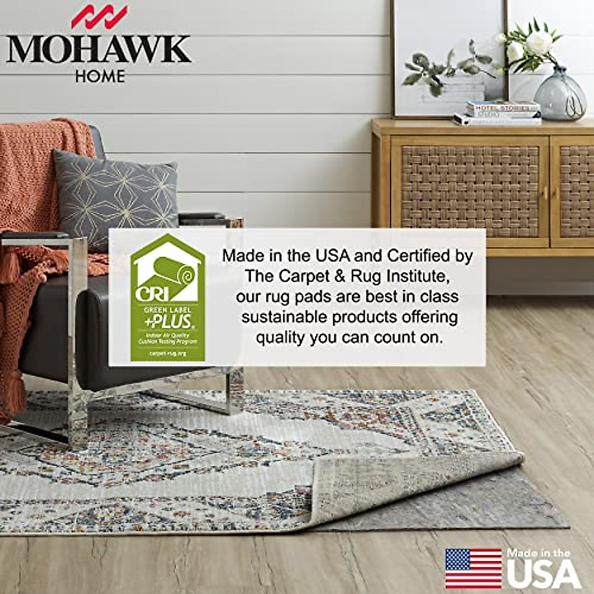 Mohawk Home Dual Surface Rug Pad Utility Solid Grey Rug Pad, 1/4" Thick (2' x 16')