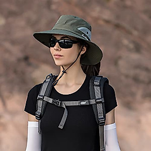 IYEBRAO 2 Pack Womens Ponytail Sun Hat UV Protection Bucket Hats Foldable Wide Brim Summer Boonie Beach Cap Fishing Hiking(Pure Beige & Army Green)