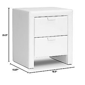 Baxton Studio Frey Upholstered Modern Nightstand, White