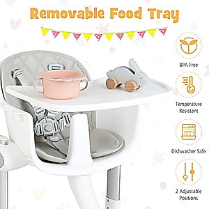 BABY JOY High Chair for Babies & Toddlers, Adjustable Convertible Baby Highchair w/ 5 Heights, Removable Dishwasher Safe Tray, Footrest, 5-Point Safety Harness & Waterproof Seat Cushion, 6-36 Months