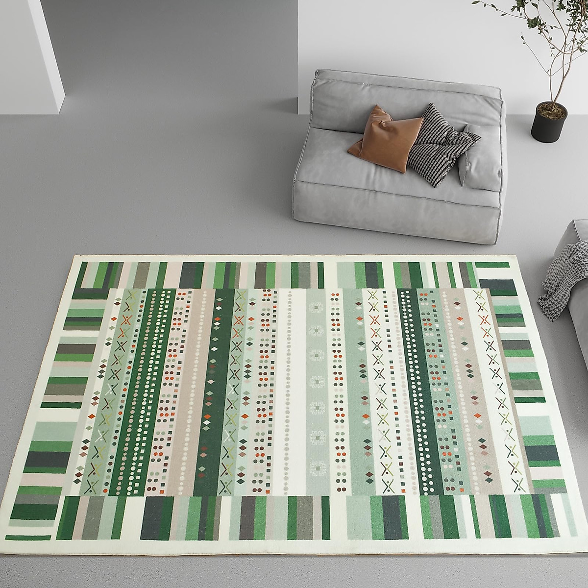 DweIke Large Fluffy Area Rugs for Living Room Bedroom, 5x7 Ft Thickened Memory-Foam Carpet, Machine-Washable Rug Suitable for Kids Girls Boys Bedroom Home Décor, Non-Slip Backing Rug, Green