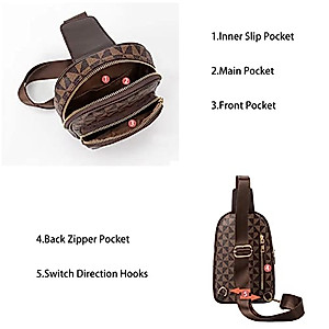 KEMZA Sling Crossbody Backpack Shoulder Bag for Hiking Walking Biking Travel Cycling Men Women (Brown)