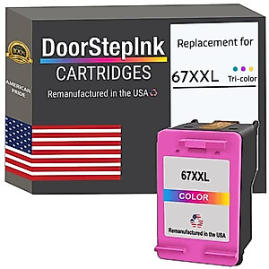 DoorStepInk Remanufactured in The USA Ink Cartridge Replacement for HP 67XXL 67 XXL Color for HP DeskJet 2724 2725 2755e 4155 e Envy 6055 6075 6455