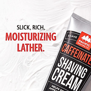 Pacific Shaving Company Caffeinated Shaving Cream - Shea Butter + Spearmint Antioxidant Shaving Cream with Caffeine - Clean Formula for a Hydrating, Redness Reducing + Irritation-Free Shave (7 Oz)