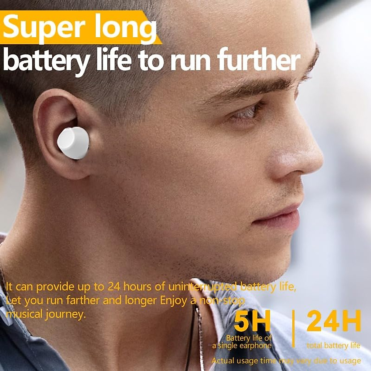 BD&M Wireless Earbuds, Bluetooth Headphones, TWS Earphones in-Ear Ear Buds Built in Mic Headset Premium Sound with Deep Bass for Workout, Gaming Sports, Work, Running, Gym