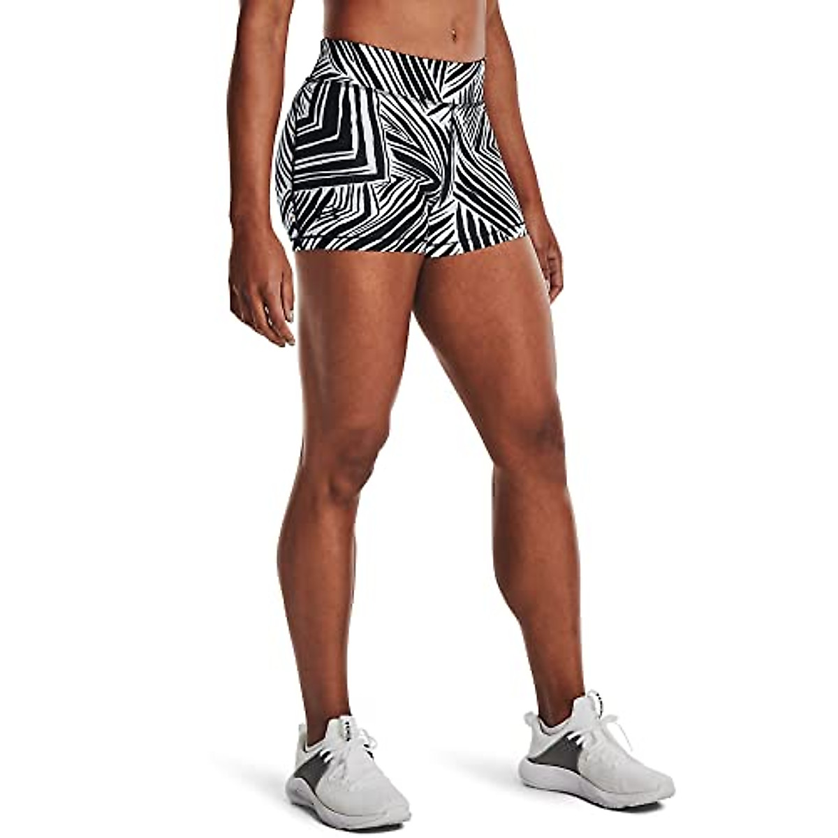 Under Armour Women's HeatGear Armour Midrise Print Shorty, Black (005)/White, Medium
