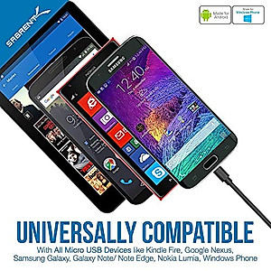 SABRENT [6-Pack 22AWG Premium 3ft Micro USB Cables High Speed USB 2.0 A Male to Micro B Sync and Charge Cables [Black] (CB-UM63)