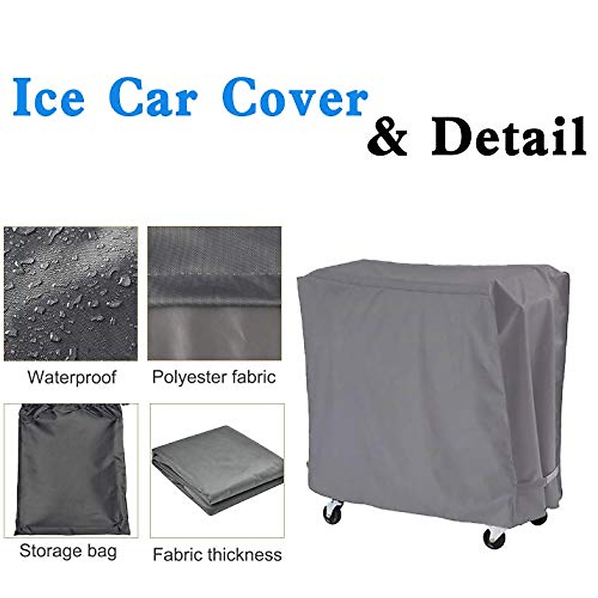 Hysbame Grey Cooler Cover Universal Waterproof Durable Rolling Cooler Patio ，Fits Most 80 Quart Rolling Cooler Cart Cover, Outdoor Beverage Cart, Patio Ice Chest Protective Covers