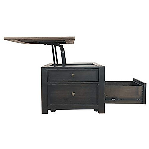 Signature Design by Ashley Tyler Creek Rustic Farmhouse Lift Top Coffee Table with Drawers, Brown & Black