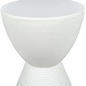 LeisureMod Boyd Modern Accent Side Table End Table Indoor and Outdoor Use, 16.75" H x 11.75" W x 11.75" D (White)