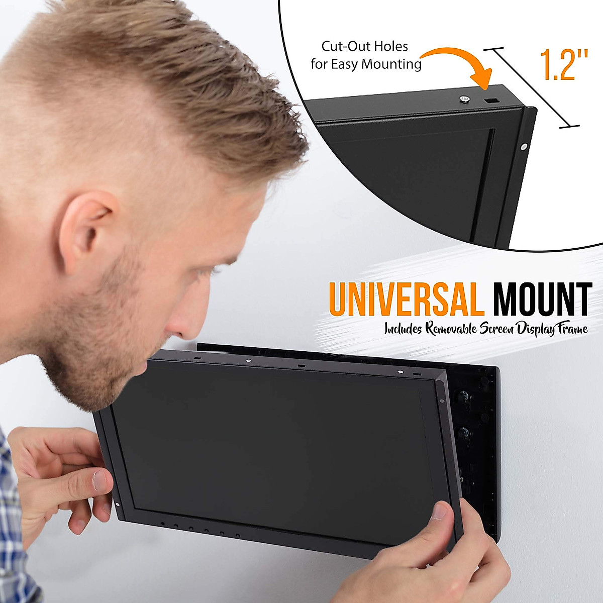 Pyle Inwall Video Monitor Display Screen - 15.4 Inch Full HD 1080p Universal Widescreen LCD Flush Wall Mount HDMI RCA Monitor w/VGA, RCA Audio, Wireless Remote, Frame Cover, Home/Car Use PLVW155U