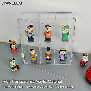 DIWNELEM Acrylic Display Case Cabinet Stand 6 Compartments Storage Box Display Showcase Shelf for Toys Rock Stone Collectibles & Mini Figure Action (7.5 * 2.1 * 8 inch)