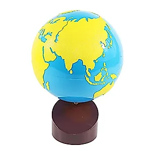 Gudong Montessori Geography Materials Globe of World Parts/ Continents Preschool Early Educational Equipment Kids Culture Learning Toys Know World Globe (Yellow)