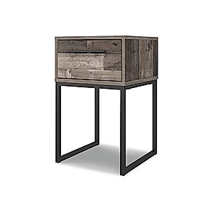 Signature Design by Ashley Neilsville Industrial 1 Drawer Nightstand, Butcher Block Gray