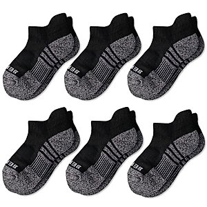 BERING Kids' Athletic Cushioned Ankle Socks 6 Pairs Low Cut Tab for Youth Boys Girls