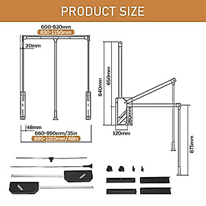 Pull Down Closet Rod, 60 lbs Load Capacity, Stainless Steel Adjustable 26-35 inches Soft-Close Wardrobe Lift Rail Organizer for Hanging Clothes, Two-way Buffering Side & Back Mounted Closet Rod