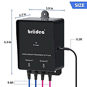 briidea Water Descaler, Water Descaler Whole House, Salt-Free Hard Water Softener, Reduces the effects of Limescale