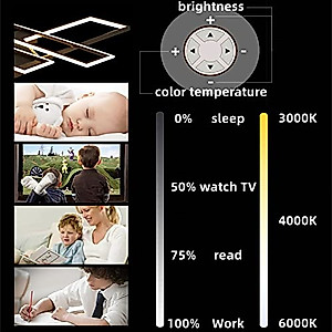 SMG Modern LED Ceiling Lights Fixture, Remote Control Dimmable Modern Led Chandelier, Lamparas de Techo Modernas, Flush Mount Modern Ceiling Lamp for Bedroom Living Room (35.4IN, Black)