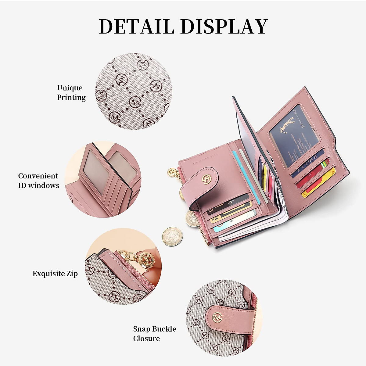 GOLF SUPAGS Wallets for Women PVC Leather Small Bifold Zipper Pocket Coin Purse Large Capacity Multi Card Organizer