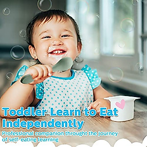 6 Pieces Silicone Baby Feeding Forks and Spoons Set Hot Safety First Stage Self Feeding Supplies Mini Kids Utensils for Over 6 Months Babies Boy Girl Toddlers First Foods (Nature Color)