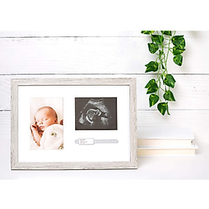 Kate & Milo Rustic Bracelet ID and Sonogram Frame, Rustic Pregnancy Keepsake Picture Frame, Gender-Neutral Nursery Décor