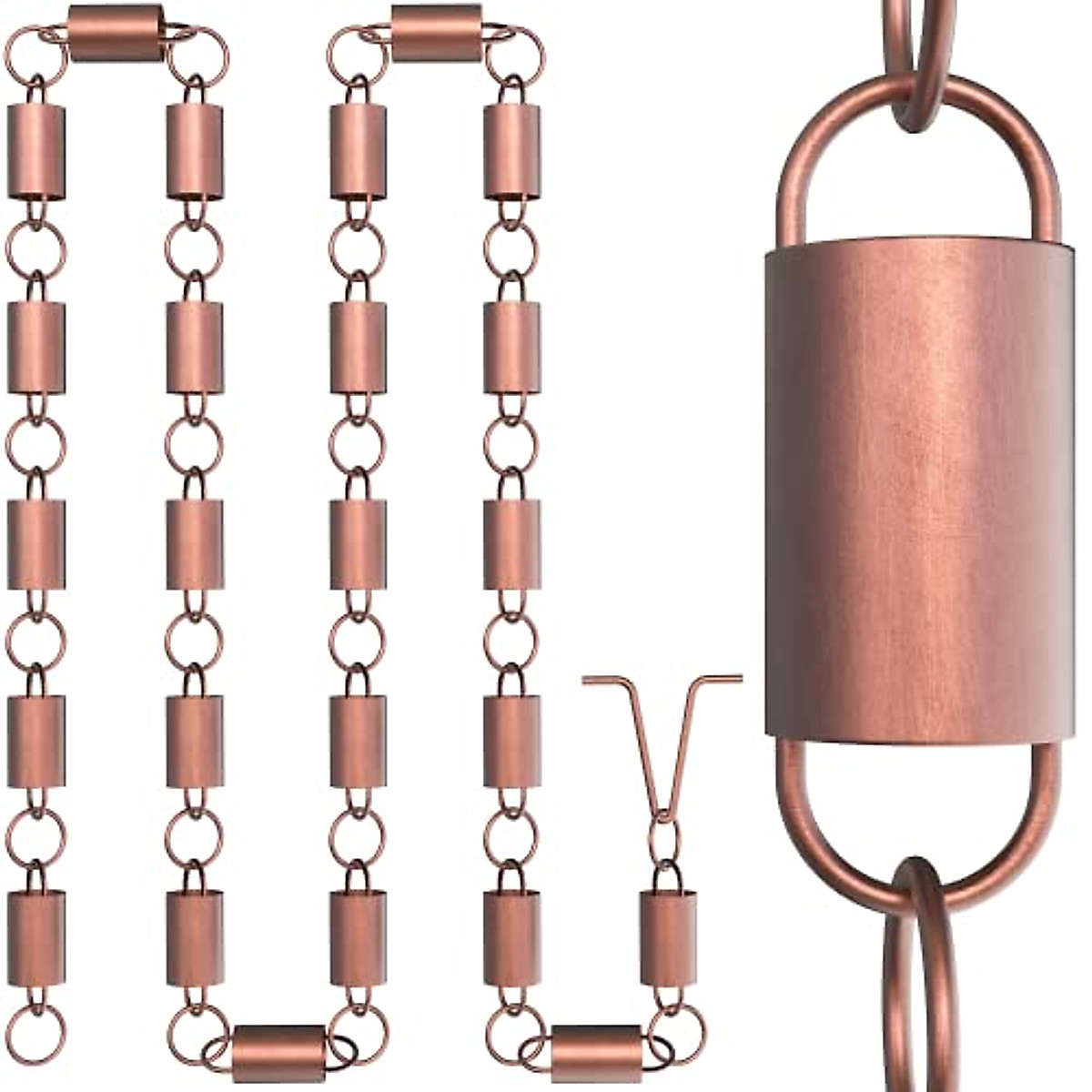 Rain Chains Direct - Channel Link Rain Chain - 8.5 FT - Pure Solid Copper - Premium Rain Chains for Gutters