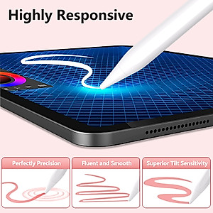 Stylus Pen for iPad with 15mins Fast Charging, Palm Rejection, Active Pencil Compatible with Apple iPad Pro 11&12.9" (2018-2022), iPad 10/9/8/7/6th Gen, iPad Air 3rd/4/5th Gen, iPad Mini 5/6th Gen