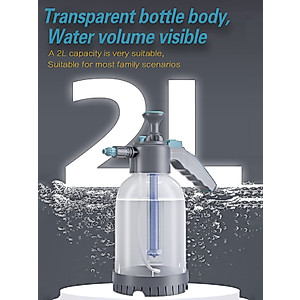 Manual Garden Spray, Lawn Plant Flower Pressure Pump Spray, Adjustable Safety Valve, with Extended Nozzle 0.5 Gallon/2 liters