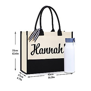 GlisterGlow Tote Bag for Women - Personalized Teacher Gifts, Large Canvas, Zipper, Cotton Lining