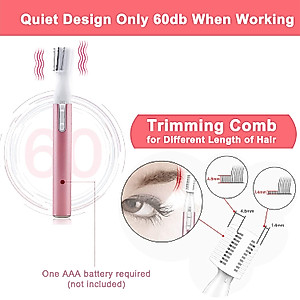 Electric Eyebrow Trimmer for Women, Facial Hair Razor Removal for Men, Mini Epilator for Bikini, Remover for Face, Chin, Peach Puzz, Lips, Body, Arms, Legs, Powered by Battery (not Included)