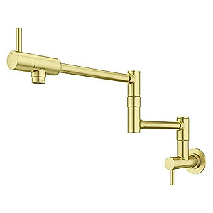 Pfister Lita Pot Filler Kitchen Faucet, 2-Handle, Wall Mounted, Single Hole, Brushed Gold Finish, GT533PFBG