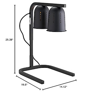 Kratos Bulb Warmer, Two Bulb Heat Lamp, Black, 120V, 500 Watts, Countertop Food Warmer for Restaurants (31M-004)
