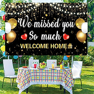 LOONELO Welcome Home Backdrop Banner Decorations with 70.8"X43.3"，We Missed You So Much Backdrop Photo Booth Props, Welcome Home Sign for Graduation Retirement Military Army Homecoming Decorations