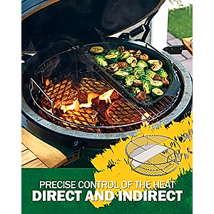 BBQ Expander Rack Kit, Big Green Egg Grill Accessories Large - Includes 2-Piece Multi-Function Rack, 1-Piece Conveggtor Basket, 2 Half-Moon Grids, Heavy-Duty Stainless