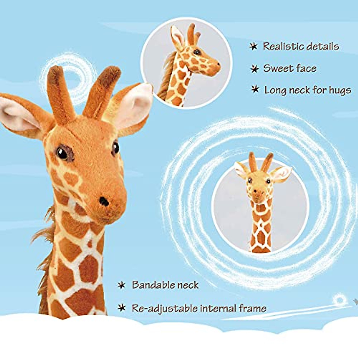 Linzy Toys Jared The Giraffe, 50'' (127 cm) Standing High, Real Life Stuffed Animals Plush Giraffe, Peluche Jirafa