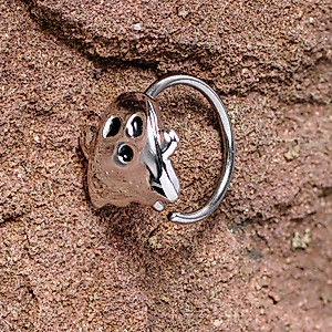 Body Candy Womens 20G 316L Stainless Steel Scary Ghost Nose Ring 8mm Nose Hoop Ring Circular Nose Ring 5/16”