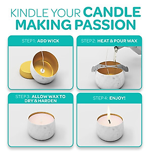 Hearts & Crafts Marble Candle Tins 8 oz with Lids - 24-Pack of Bulk Candle Jars for Making Candles, Arts & Crafts, Storage, Gifts, and More - Empty Candle Jars with Lids